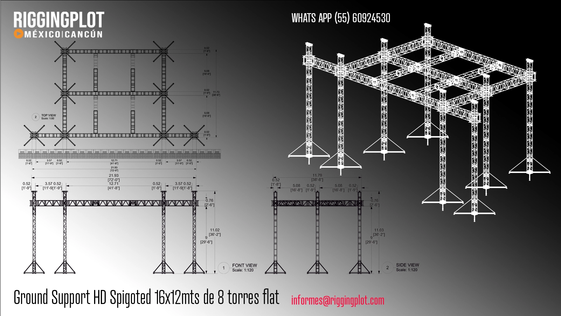 FICHA TÉCNICA GROUND SUPPORT 16X12MTS FLAT HEAVY DUTY 8 TORRES MÉXICO