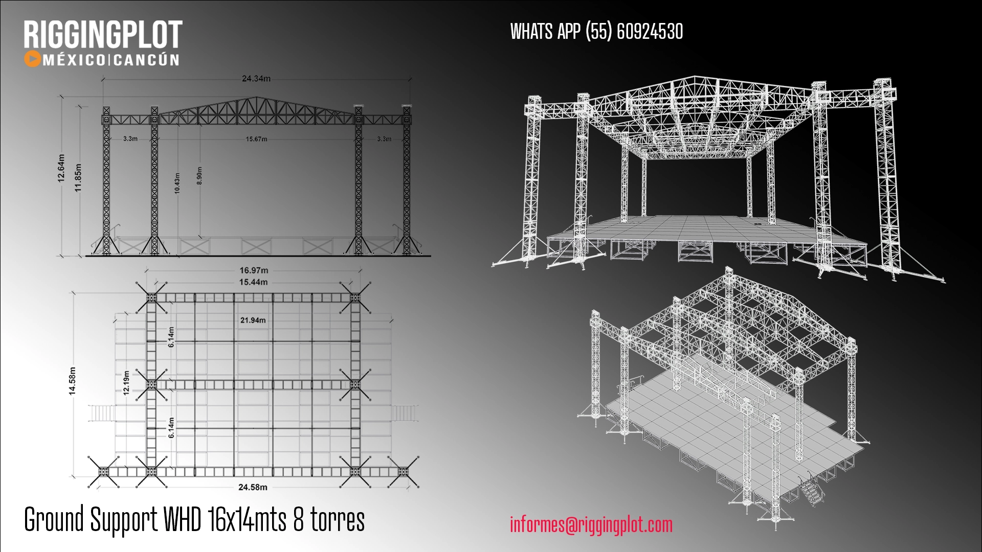 FICHA TÉCNICA GROUND SUPPORT 16X14MTS WIDE HEAVY DUTY CON 8 TORRES MÉXICO